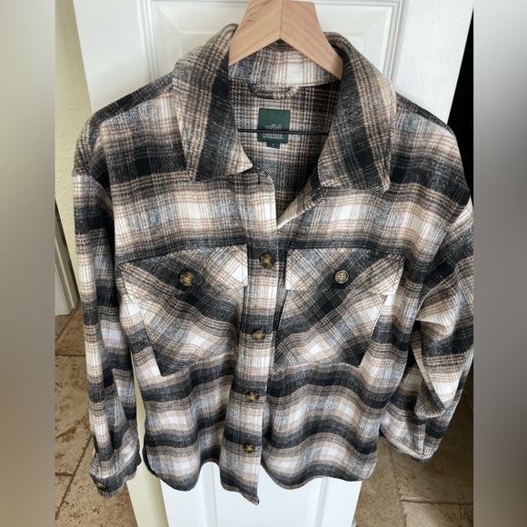 wild fable | Jackets & Coats | Wild Fable Plaid Flannel Shacket Black ...